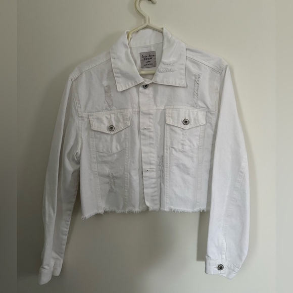 Love Tree | Jackets & Coats | Love Tree Cropped White Denim Jacket ...